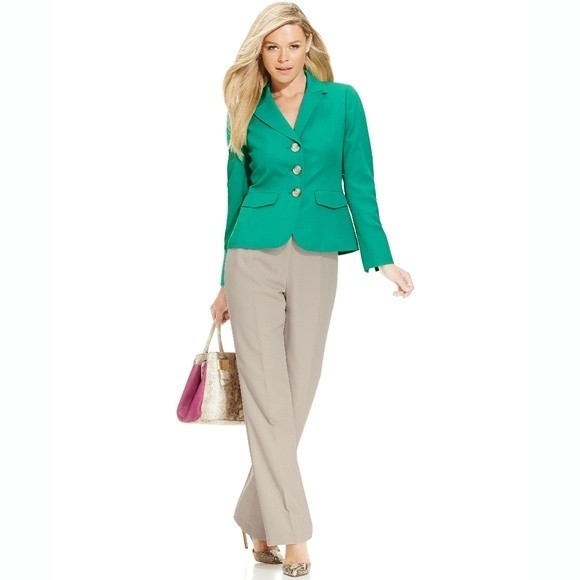 Le Suit | Dresses | New Le Suit Womens Colorblock 2piece Jacket Pant ...